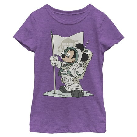 Disney Characters Astro Mickey Girl's Heather Crew Tee, Purple Berry ...