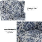 DREAMSIDEA Wingback Accent Chair with Nailhead Trim & Retro Wood Legs ...