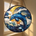 Blue Moon Whale Suncatcher, Stained Glass Window Hanging Gift for ...