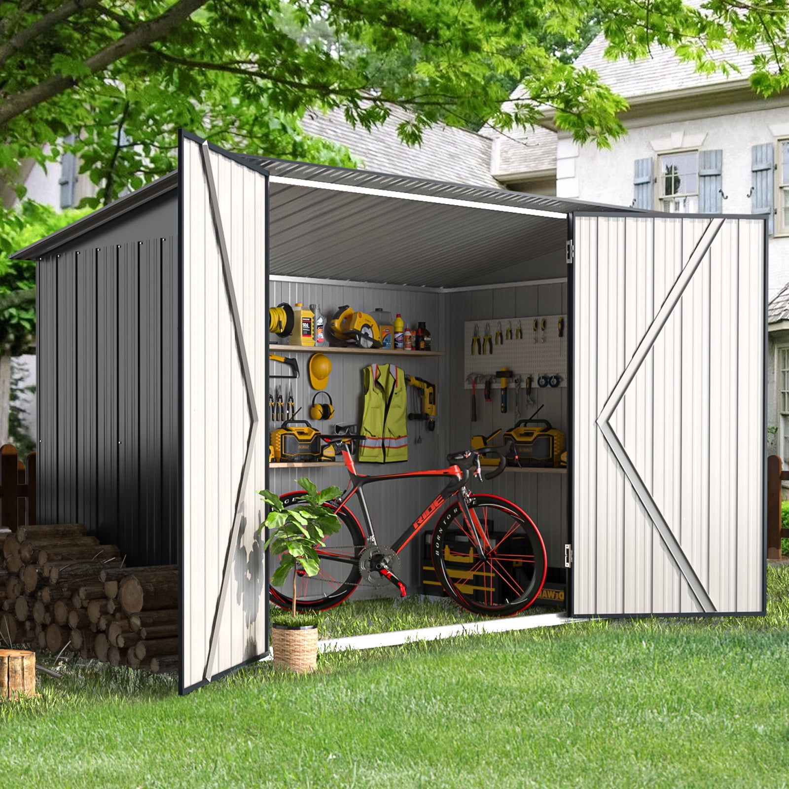 Click here for Yodolla Outdoor Storage Shed  3 X 7 Ft Bike Sheds... prices