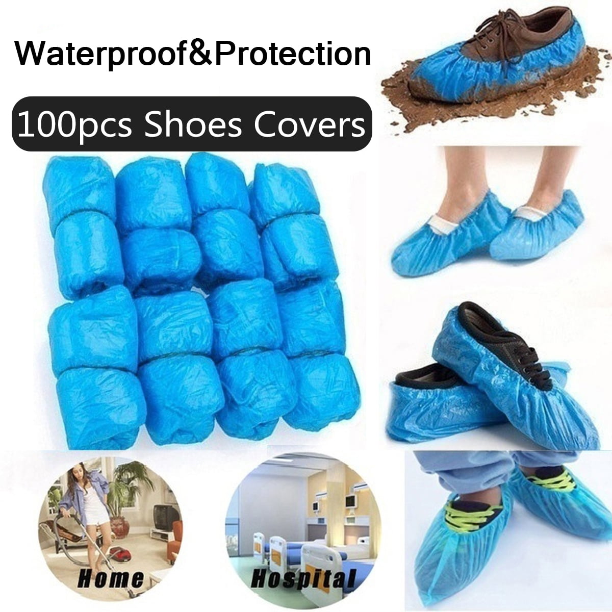 100PCS Disposable Plastic Shoes Covers Boot Booties Covers Overshoes ...