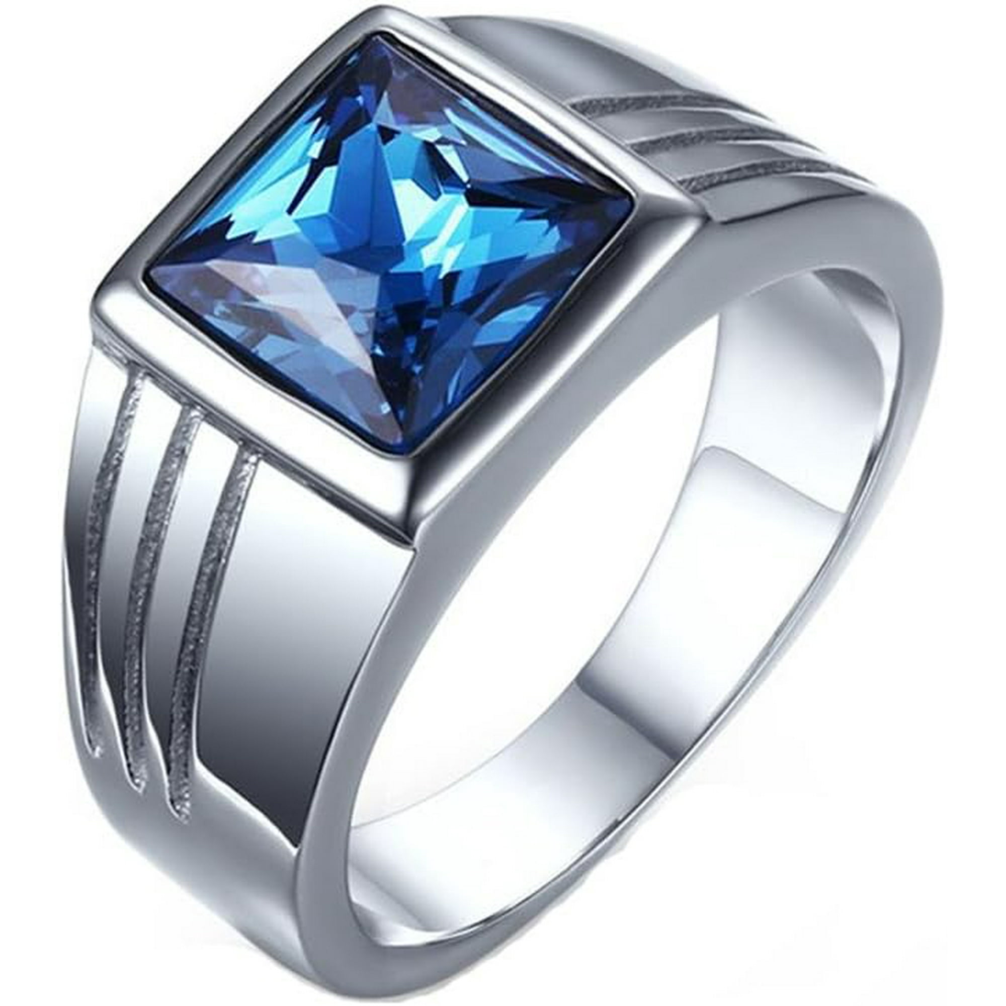 Click here for Ghsdfbb Mens Stainless Steel Blue Square Cz Cubic... prices