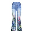 Bell Bottom Jeans For Women Casual Vintage Low Rise Embroidery Floral