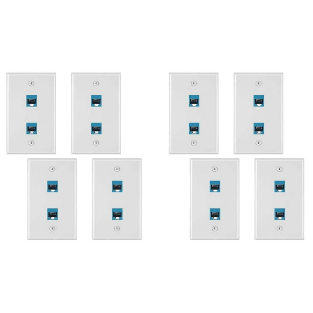 8 Pieces 2 Port Ethernet Wall Plate, RJ45 Cat6 Female to Female Jack ...