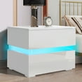 Hommpa LED Nightstand with 2 Drawers High Gloss Night Stand for Bedroom ...