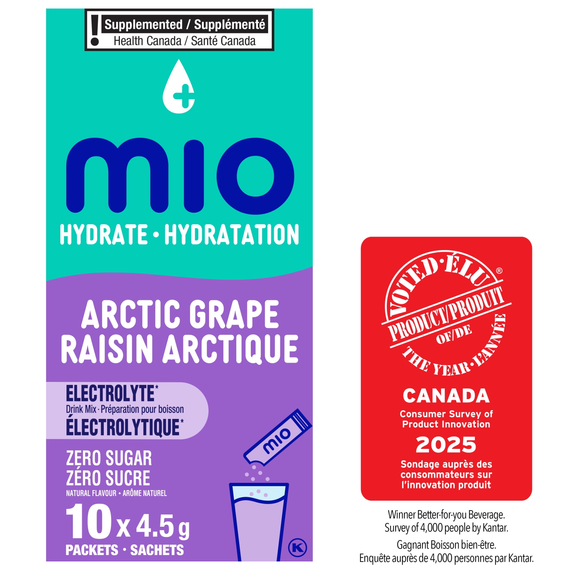 mio Hydrate Arctic Grape Electrolyte Drink Mix, 4.5 g Packets, 10 ct ...