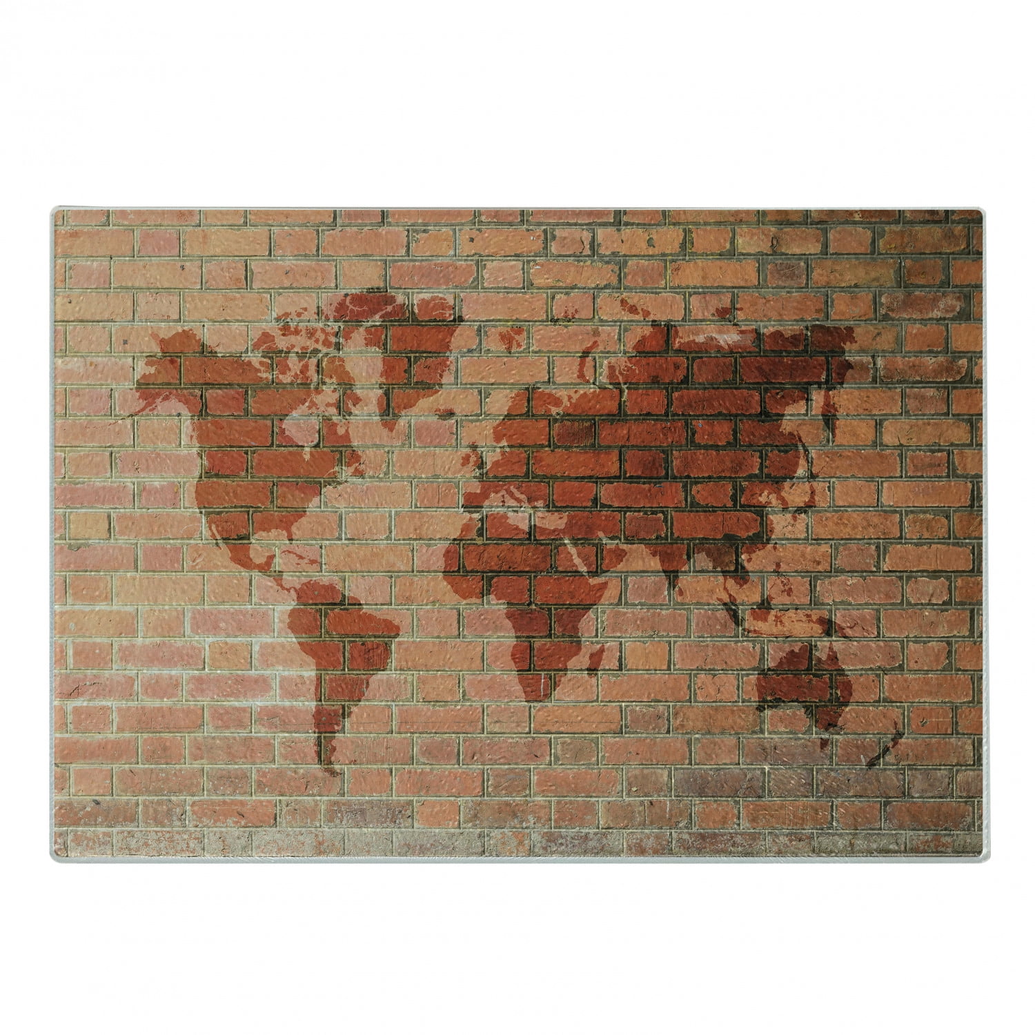 Brick Wall Cutting Board, Brick Wall with World Atlas Map Reflection ...