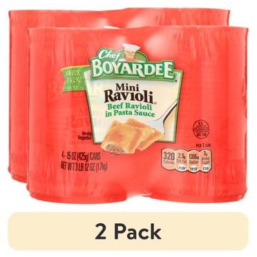 (2 pack) Chef Boyardee Mini Beef Ravioli in Tomato Sauce, Microwave ...