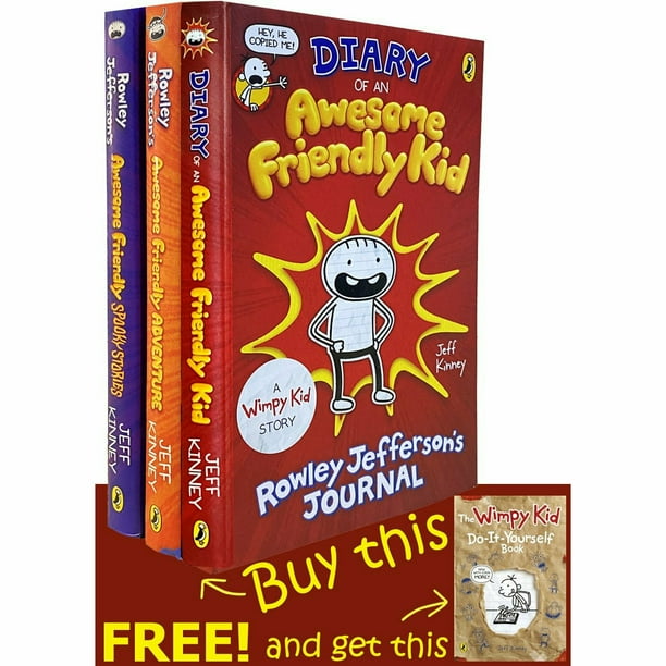 Diary Of An Awesome Friendly Kid Collection 4 Books Set by Jeff Kinney ...