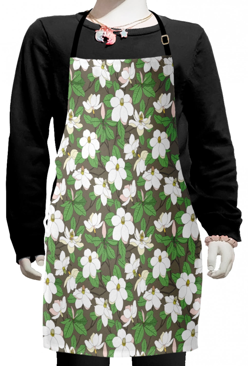 Floral Kids Apron, Magnolia Flower Bouquets Blooming Petals Gardening ...