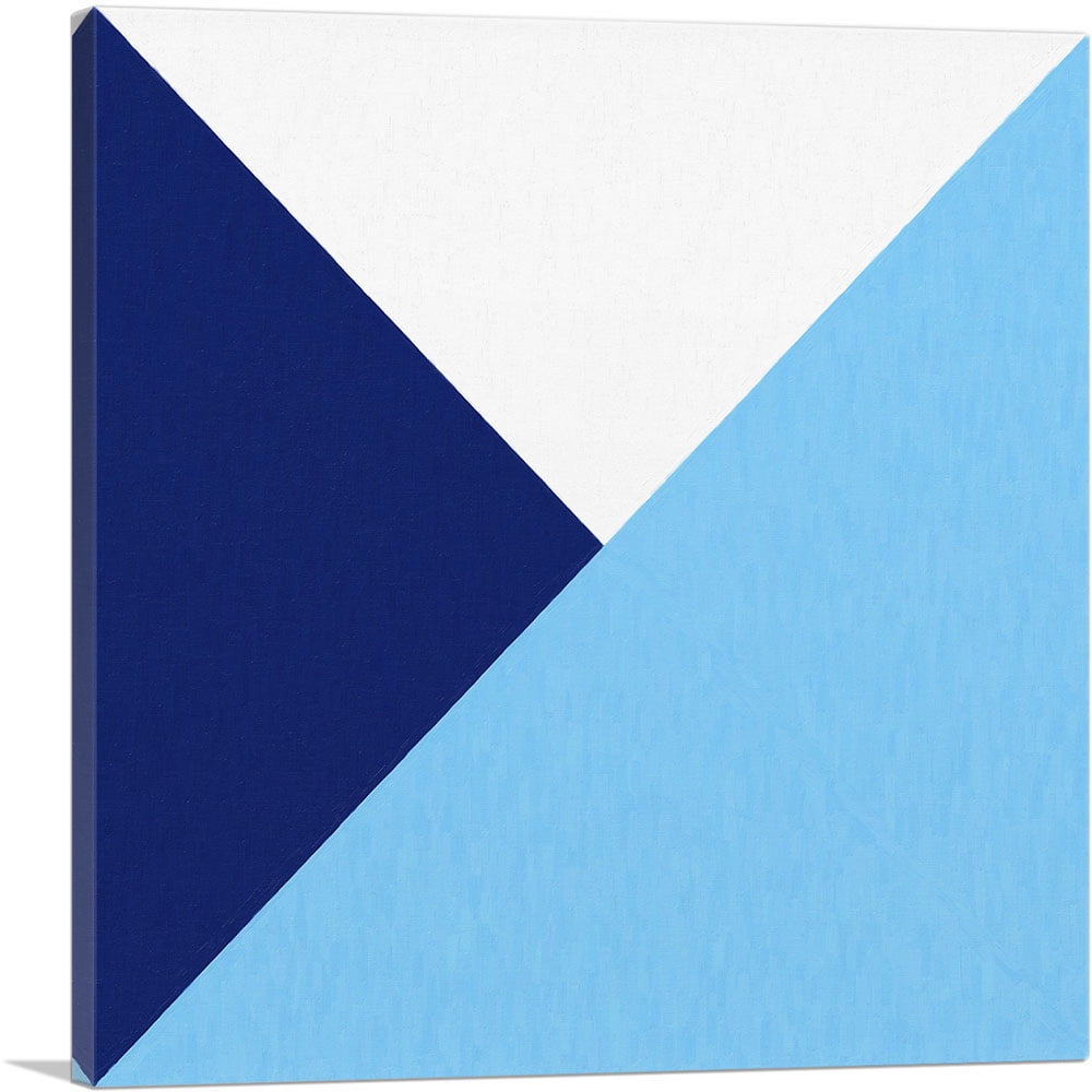 ARTCANVAS Mid-Century Modern Blue and White Triangles Canvas Art Print ...