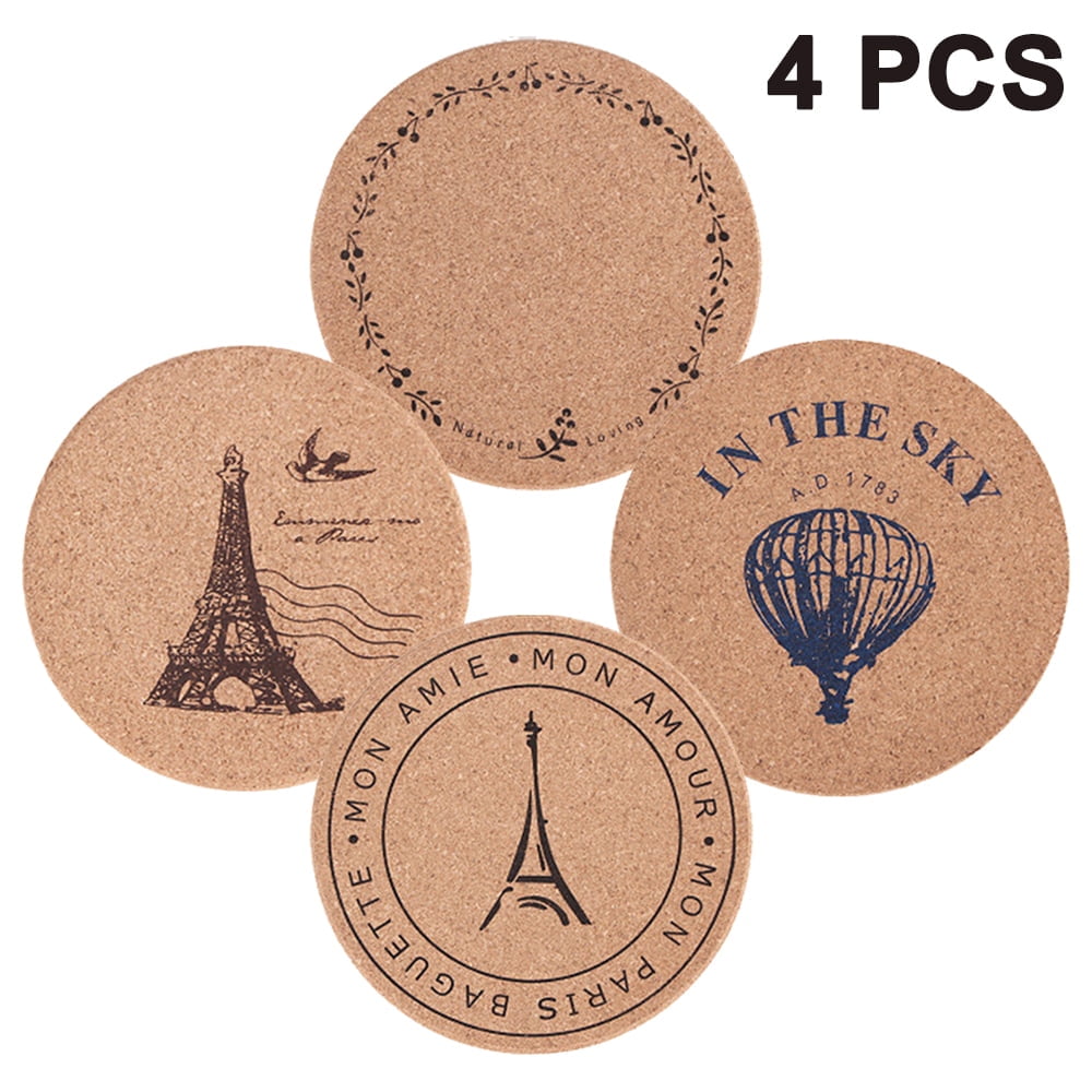 Click here for Leining 4-Pack Cork Trivet Set - Round Corkboard P... prices