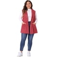 Unique Bargains Women's Plus Size Vests Long Sleeveless Casual Lapel ...