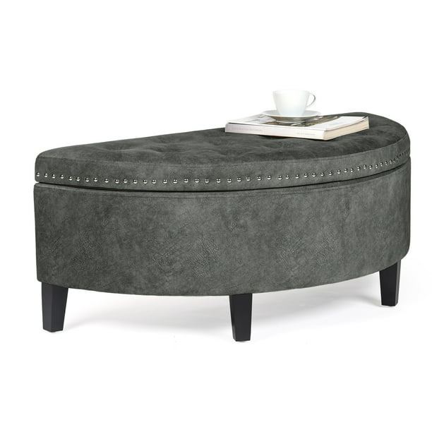 Homebeez 43.5" Half Moon Storage Ottoman,Button Bedroom Benches for ...