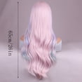 26-Inch Pink and Blue Gradient Long Curly Wig with Bangs - Synthetic ...