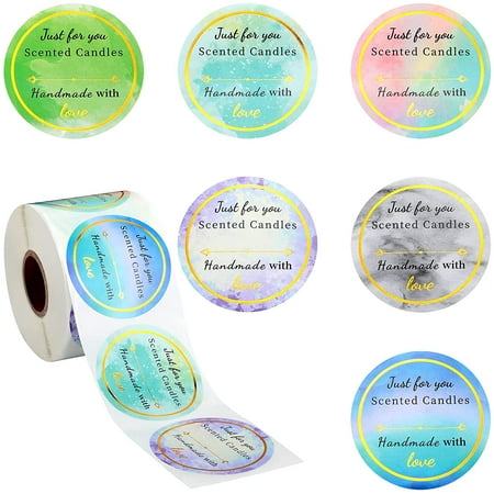 500 Pieces Round Candle Labels Stickers Roll Waterproof Safety for ...