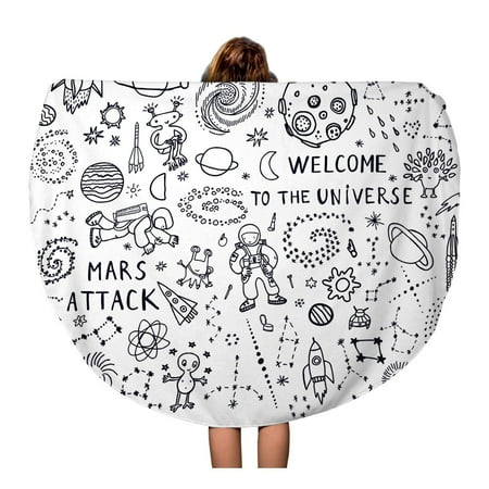 JSDART 60 inch Round Beach Towel Blanket Alien Space Astronaut ...