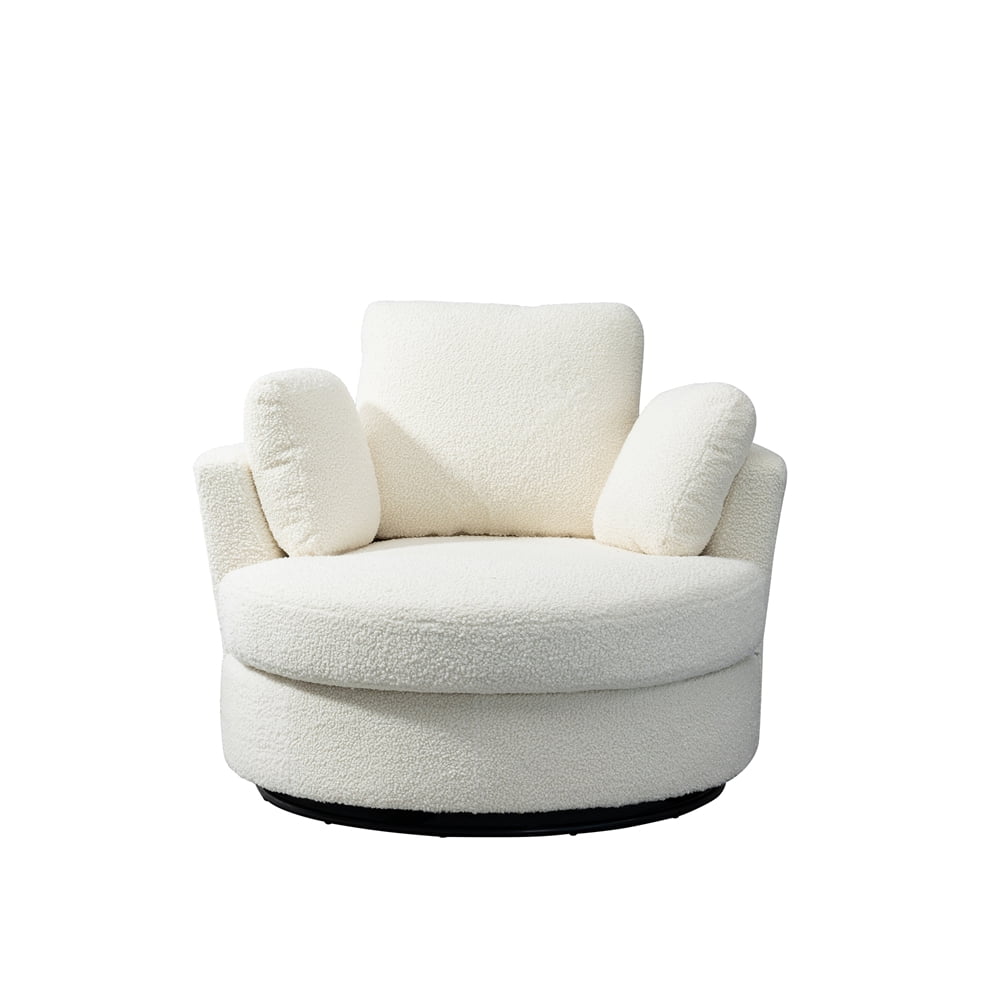 42.2"W Swivel Accent Barrel Chair with 3 Pillows, 360° Swivel Round ...