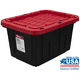 Hyper Tough - 12 Gallon Snap Lid Storage Bin, Black/Red Lid, Set of 4 ...