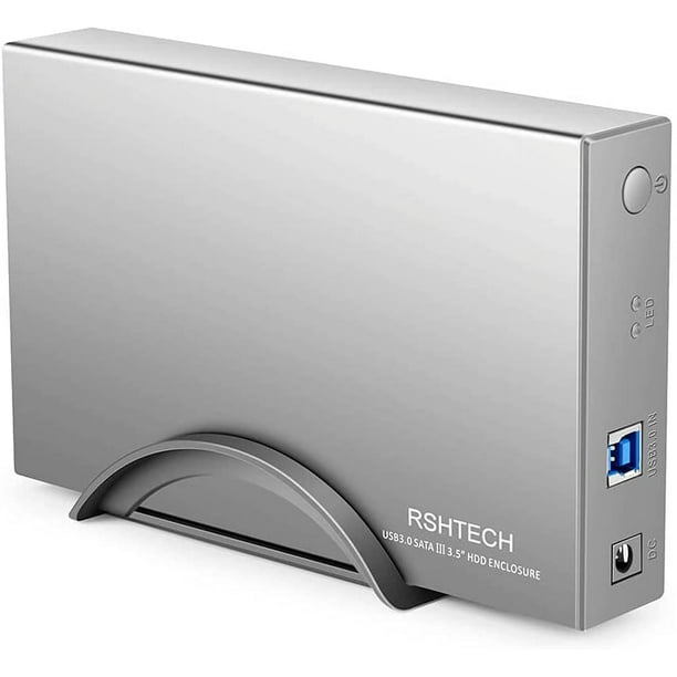 RSHTECH USB 3.0 to SATA Aluminum External Hard Drive Enclosure for 3.5 inch HDD SSD up to 16TB ...