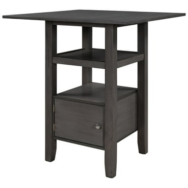 International Concepts Pinewood Dual Drop Leaf Pub Table with Storage ...