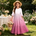 Atogsazn Girls Gradient Maxi Dress Kids Casual Short Sleeve Tiered ...