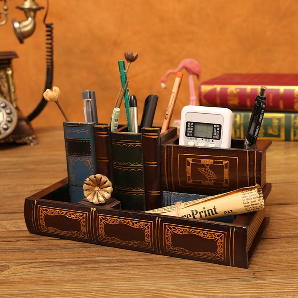 Decorative Desk Organizer Box Pencil Cup Pot Office Supply Caddy for ...