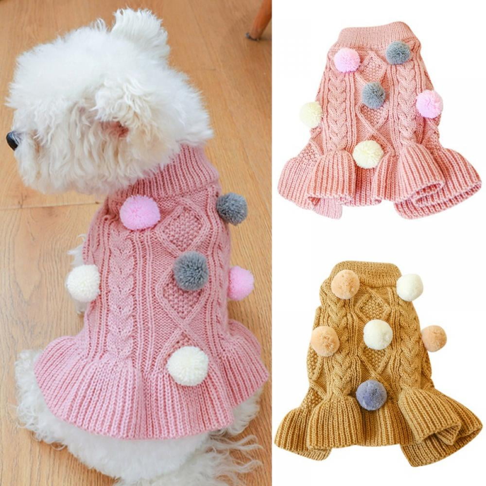 Morefun Dogs Sweater Dress With Bowtie Checkered Dog Sweaters For Small ...