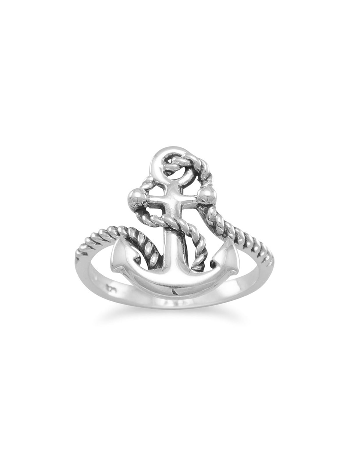 Anchor with Rope Nautical Ring Sterling Silver - Walmart.com