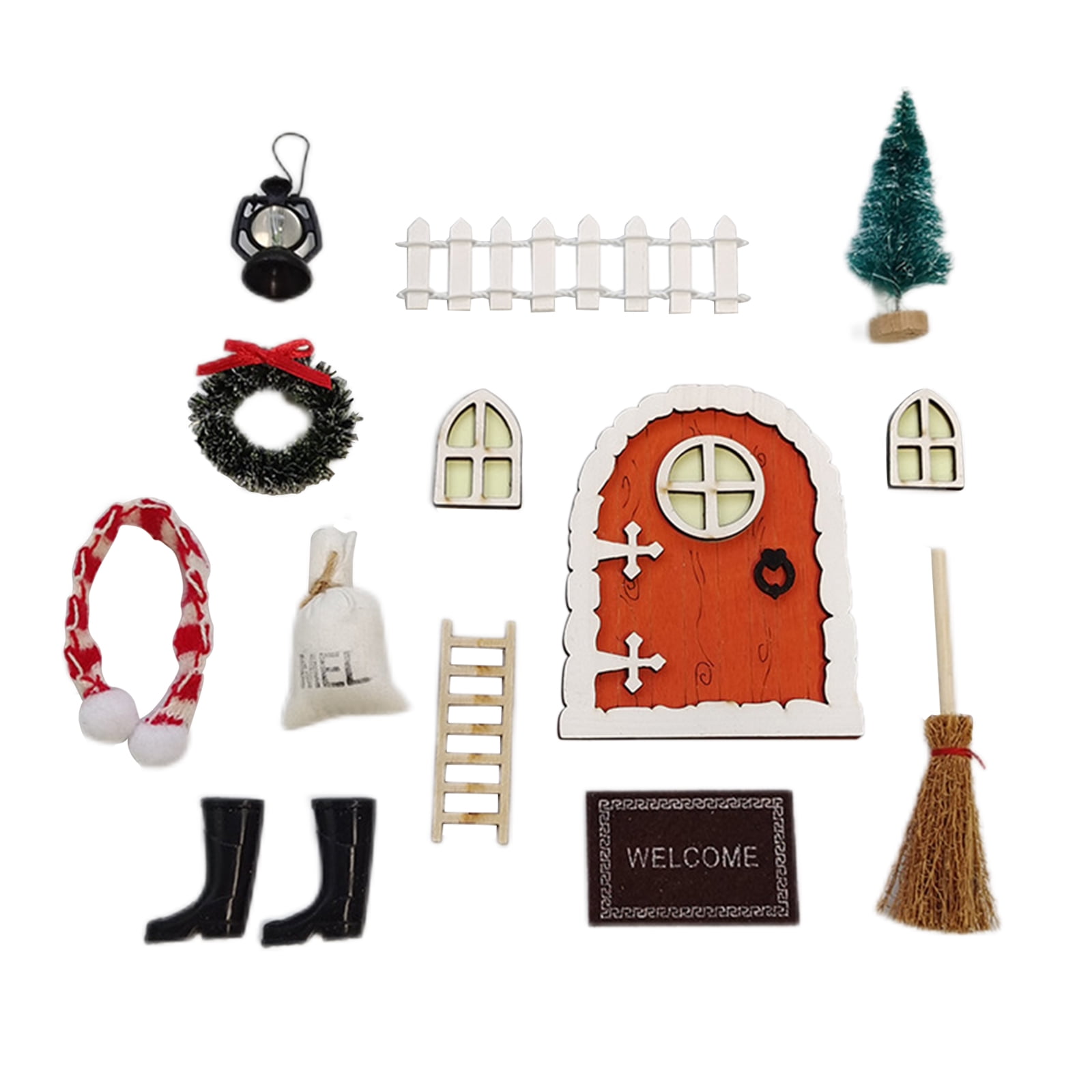 Mini House Retro Door Christmas Decoration Set Miniature Wood Elf door ...