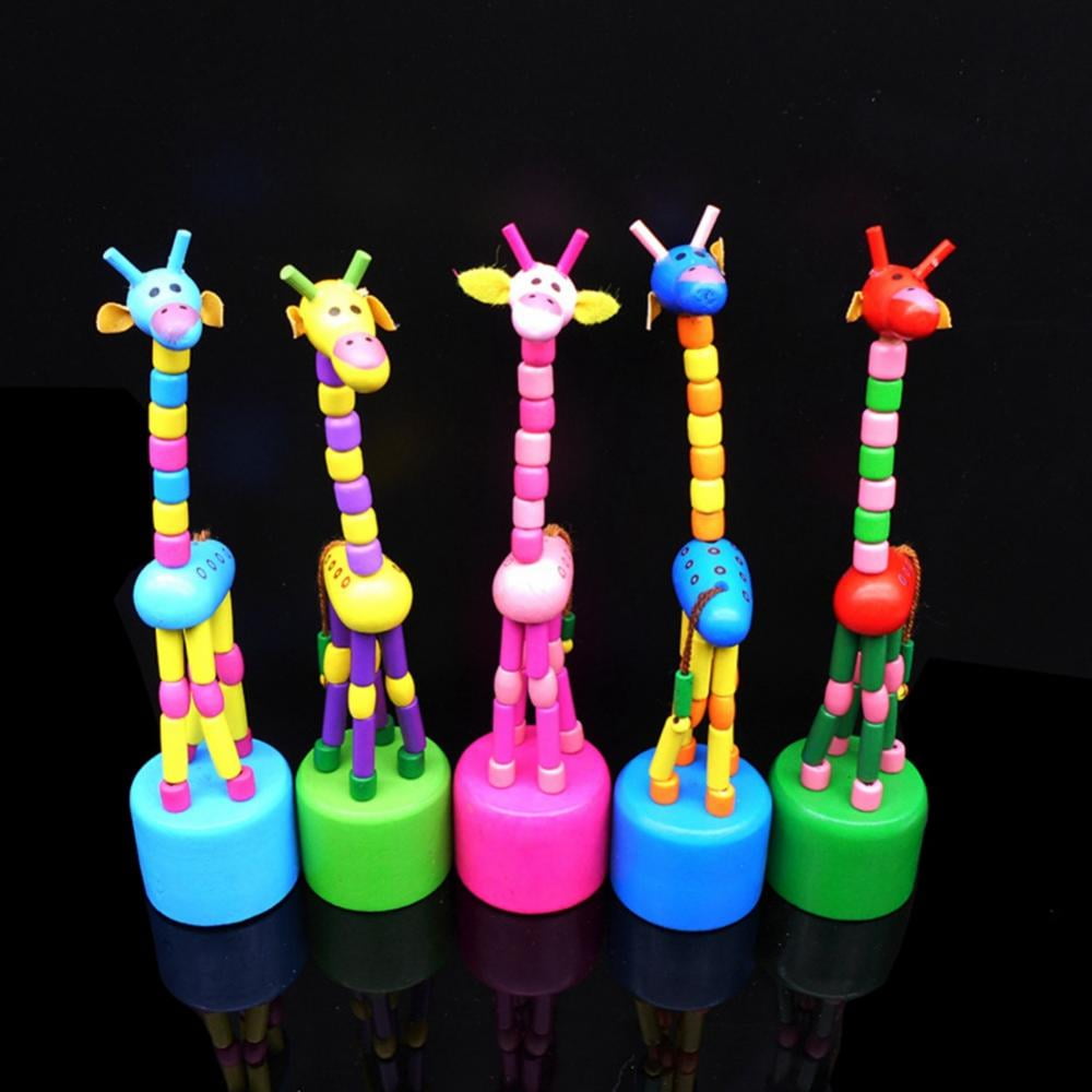 Giraffe Push Up Press Base Toy Chinese Traditional Thumb Puppet Rocking ...