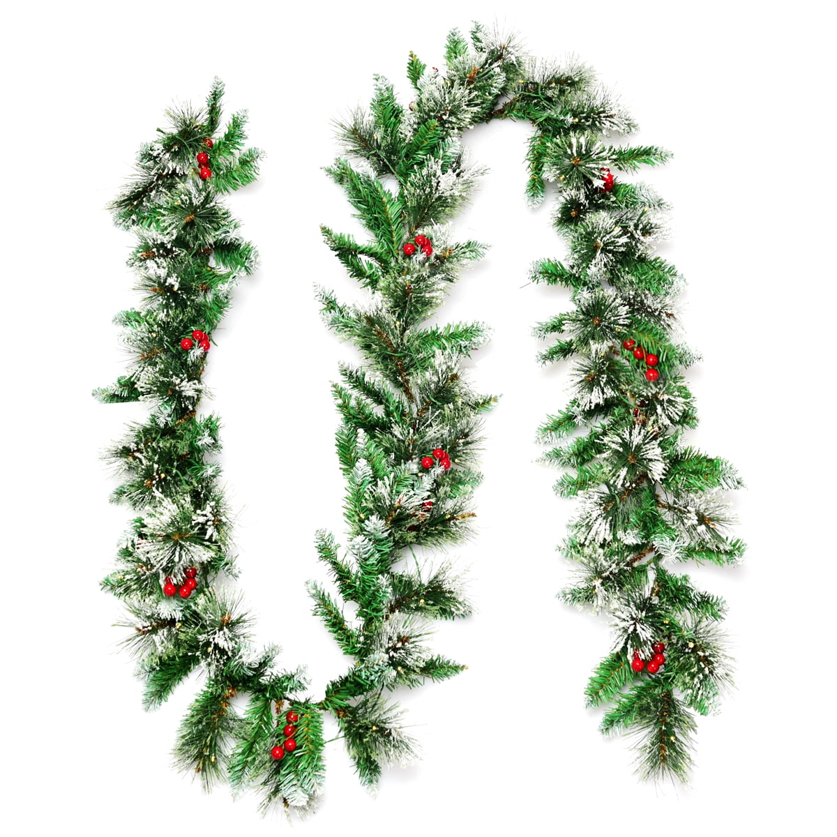 Topbuy 9FT Pre-lit Artificial Christmas Pine Garland Rattan with 50 LED ...