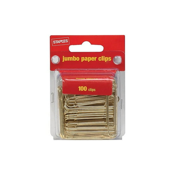Staples Jumbo Gold Paper Clips Smooth 100/Pack (32012) 480112 - Walmart.com