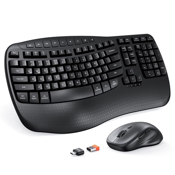 ASIASN-Wireless Keyboard and Mouse Ergonomic Combo, Moojay 2.4G ...