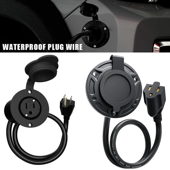 QHUDLV 15A 125V AC Port Plug, 12AWG Heavy-Duty RV Waterproof Shore ...