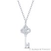 Skeleton Key Charm Trefoil Clover Bow CZ Crystal Pendant & Chain ...