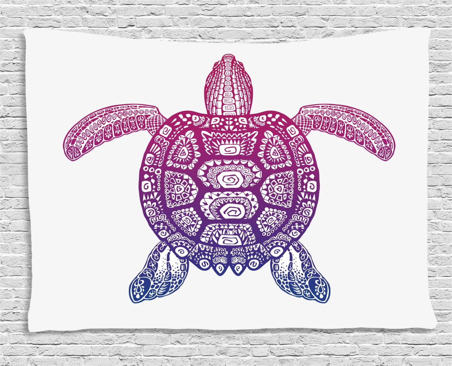 Turtle Tapestry, Tribal Totem Animal Ethnic Motifs Vortex Circle and ...