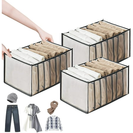 7 Compartment Washable Wardrobe Clothes Storage Box Jeans Compartment ...