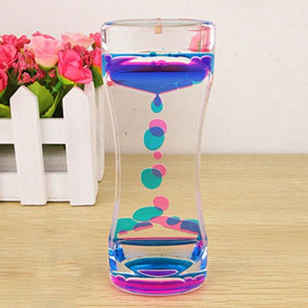 Double Colors Oil Hourglass Liquid Timer Floating Motion Bubbles Sand ...