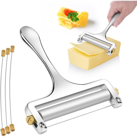 LNJBABAO Cheese Slicer with 1 Box 5 Replacement Wires for Block Cheese ...
