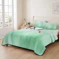 90x96in Quilt Bedding Set, Minimalist Green Background Lightweight ...