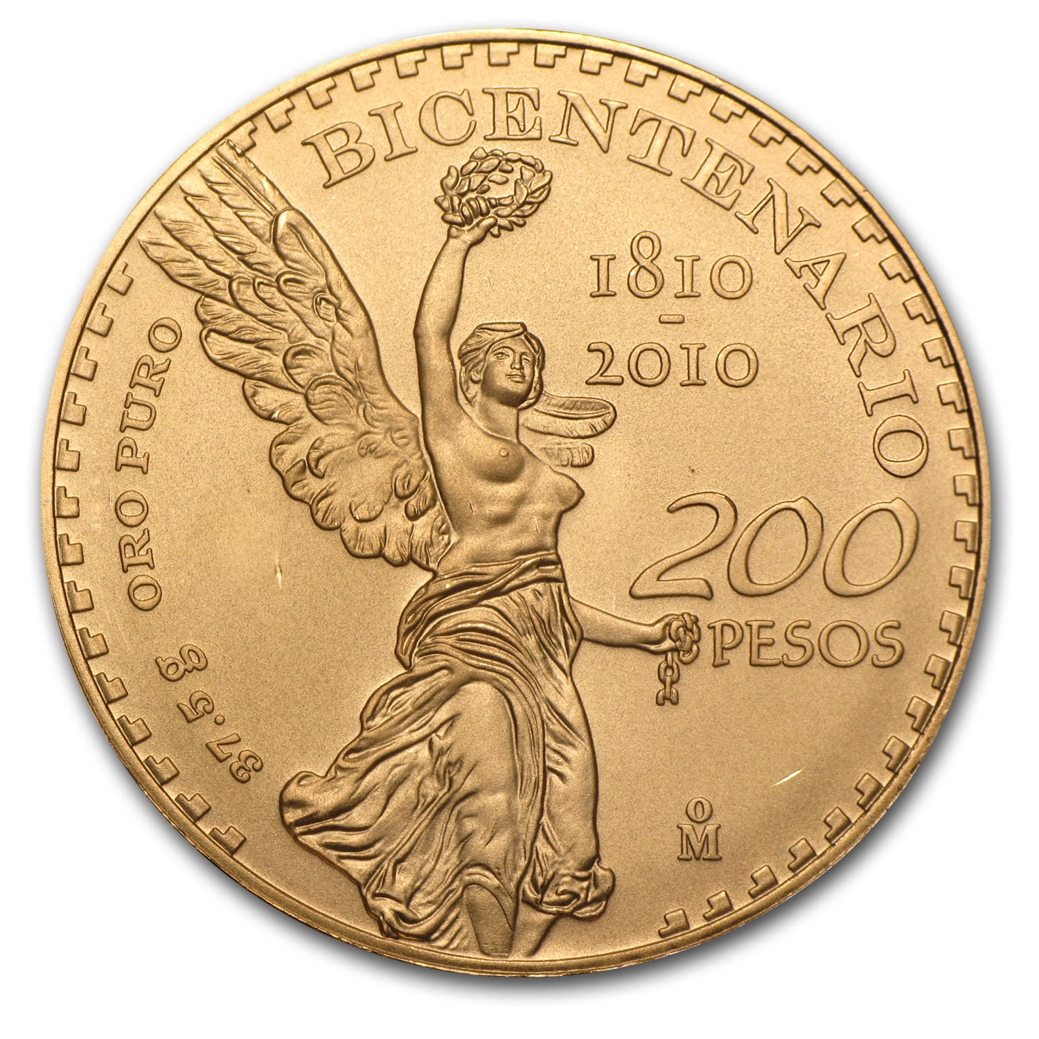 2010 Mexico Gold 200 Pesos Bicentenary Commem BU Walmart