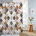 Brown Moroccan Plaid Shower Curtain Set with Hooks, Modern Abstract ...