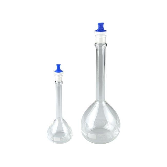 500 ml Clear Volumetric Flask with Blue Snap Cap, Class A, ASTM E288 ...