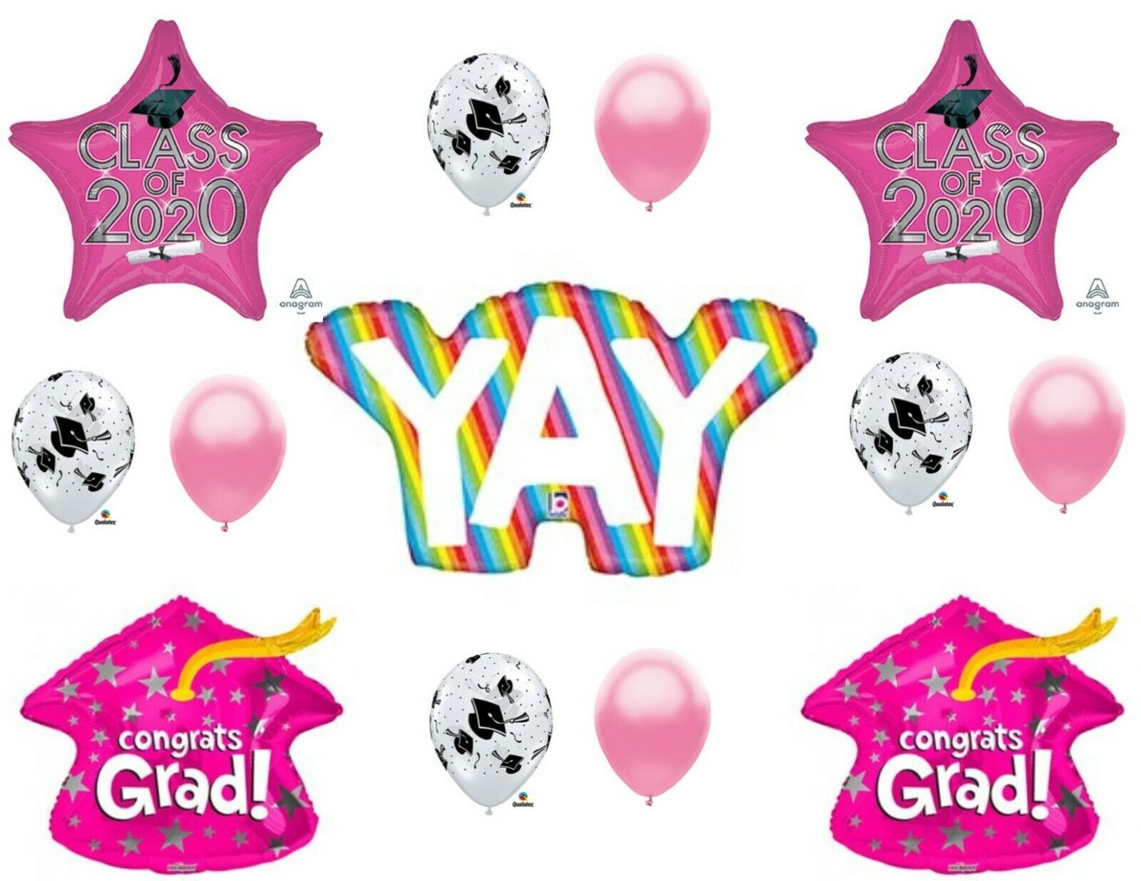 Yay!! Class of 2020 Pink Graduation Party Balloons Decoration Supplies ...