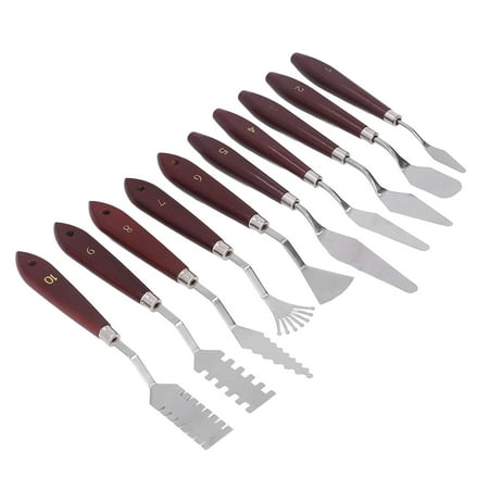 Painting Mixing Scraper, 10pcs Palette Painting Knife Set Wooden Handle ...