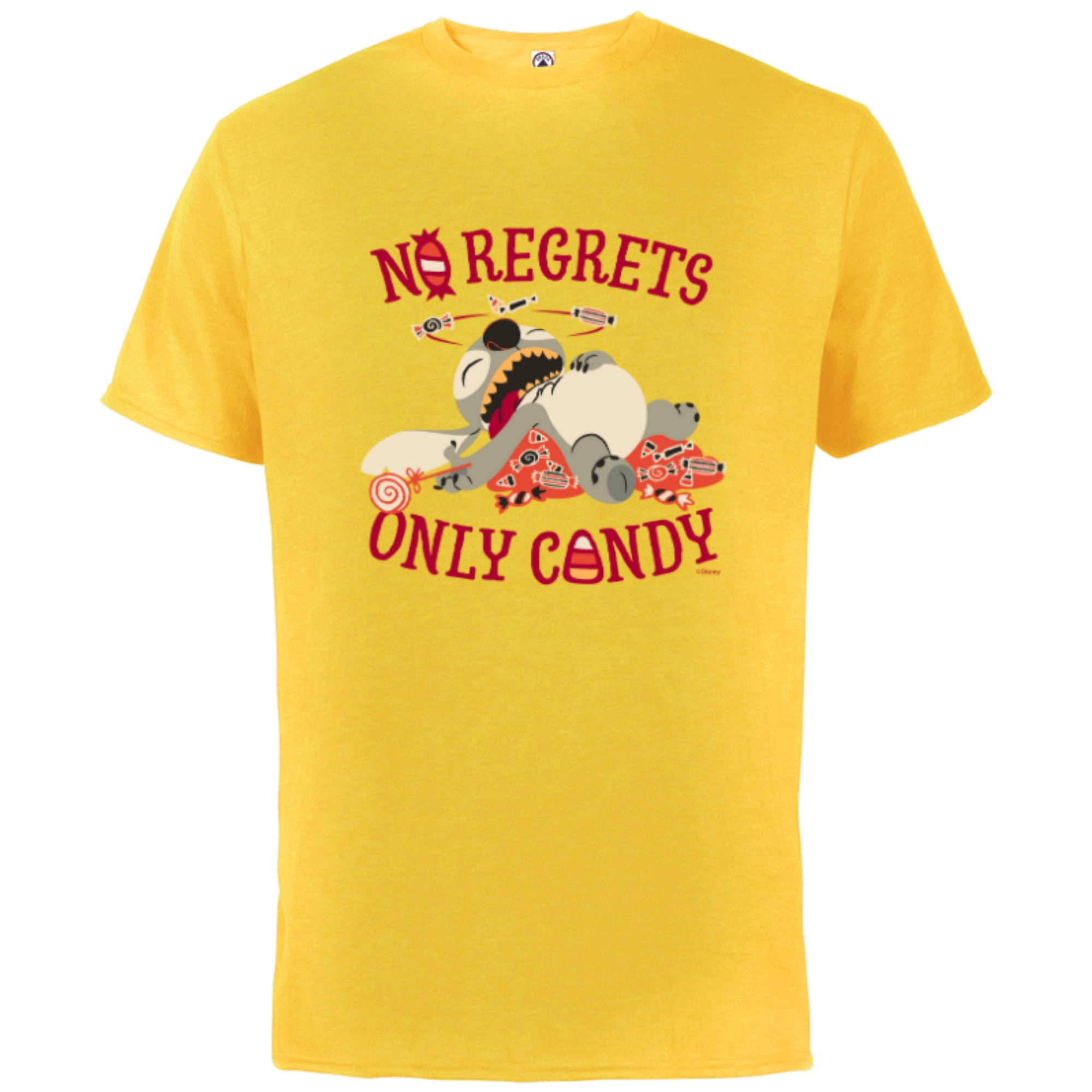 Disney Lilo & Stitch No Regrets Only Candy Halloween - Short Sleeve Cotton T-Shirt for Adults ...