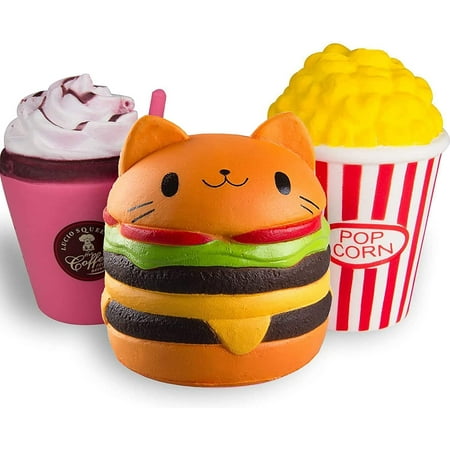 Squishy Toys Cute Soft Squishy Simulation Hamburger Coffee Popcorn Toy ...