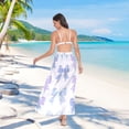 Bows in Blue and Purple Women's Swimwear Cover Ups Strappy Beach Dress ...