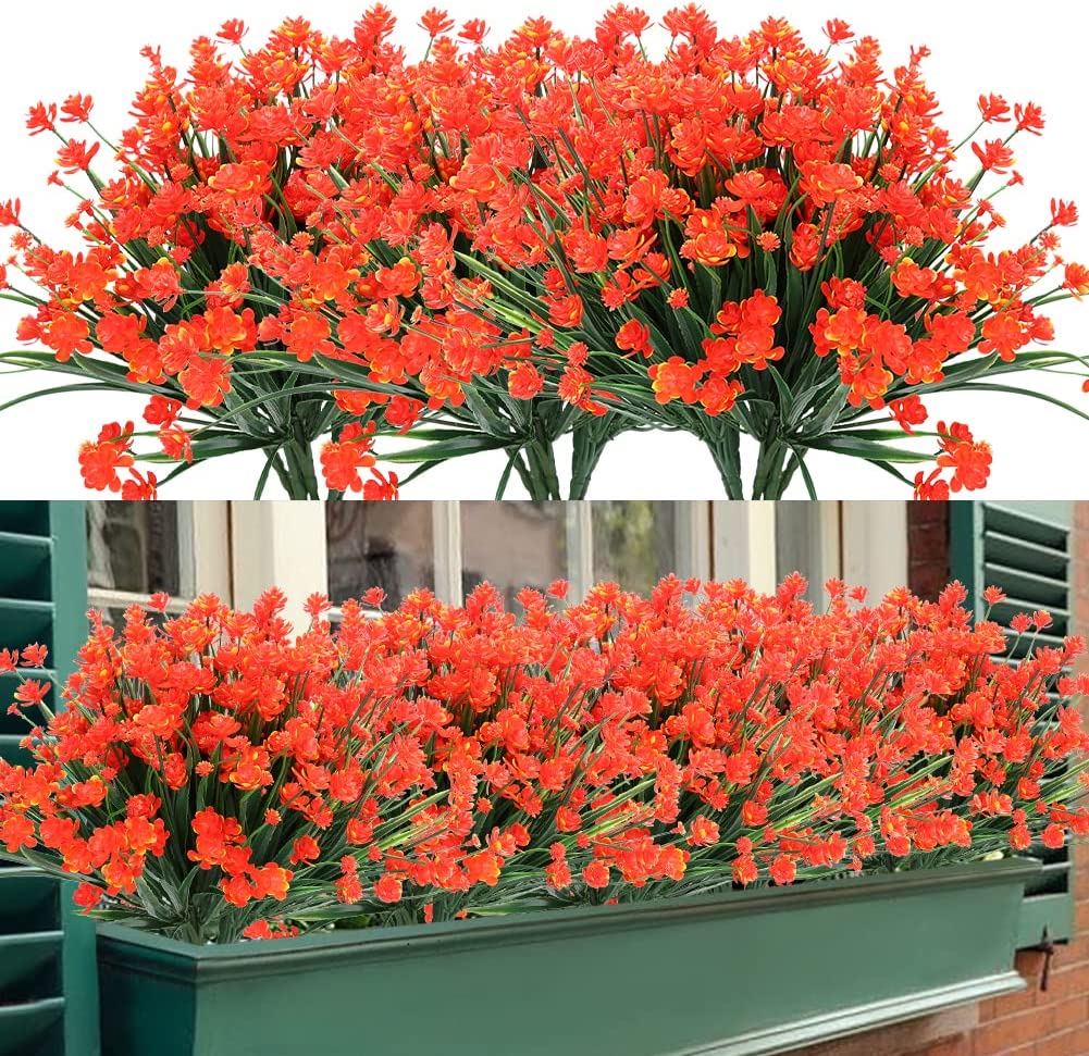 Zukuco Artificial Outdoor Flowers, Fake UV Resistant Foliage Greenery ...